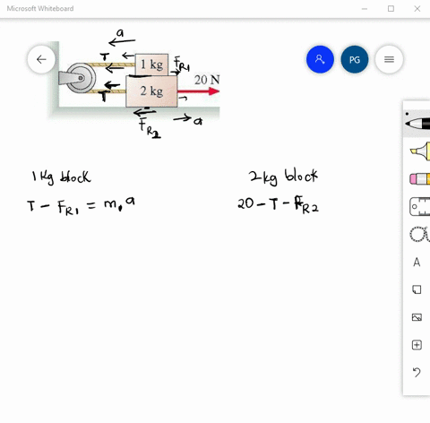 29 the lower block in the figure is pulled on by rope with tension ...