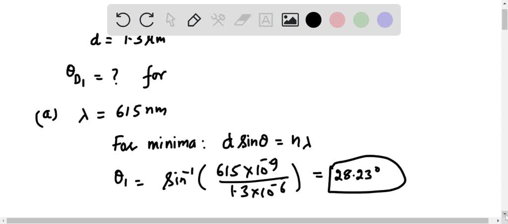 Solved A Diffraction Grating Has 1 3 M Spacing Find The First Order Diffraction Angles For