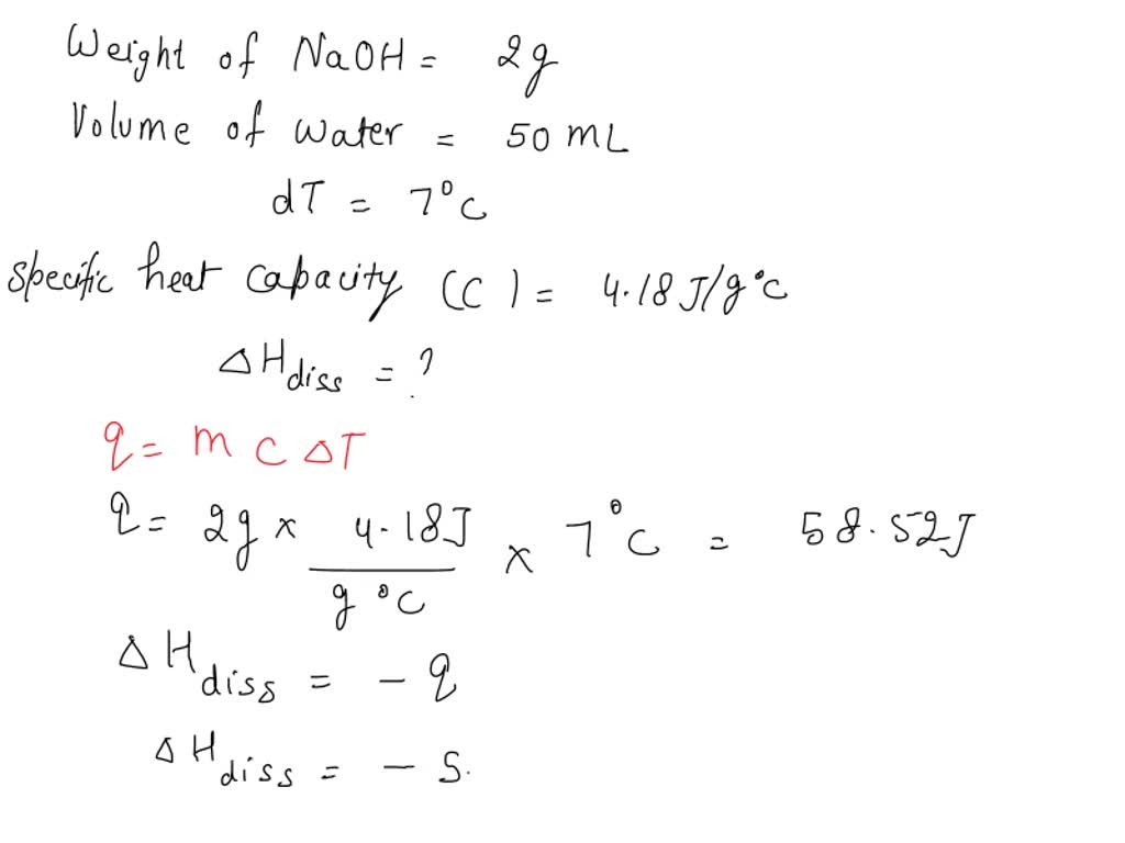 SOLVED: 2.00 g NaOH is dissolved in 50.0 mL of water. The temperature ...