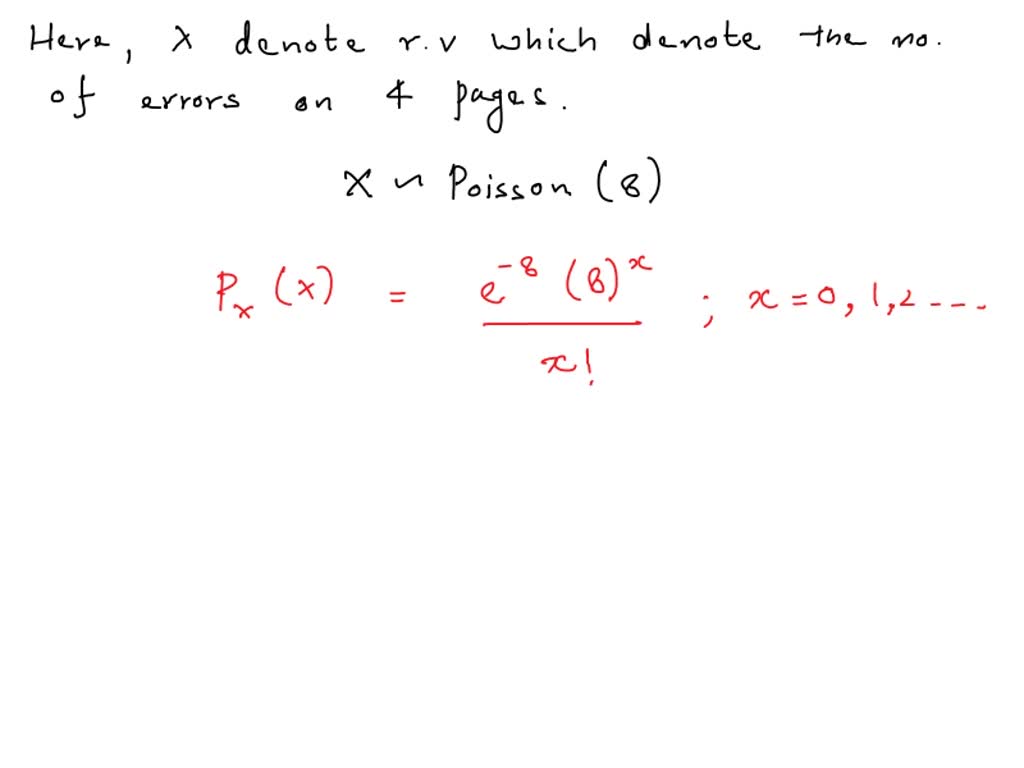 Solved The Number Of Typographical Errors In A Document Follows A Poisson Distribution With A 