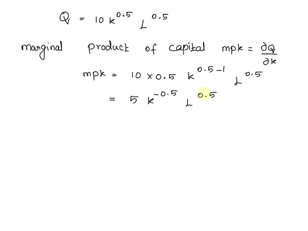 SOLVED: From the following production function, find the marginal ...