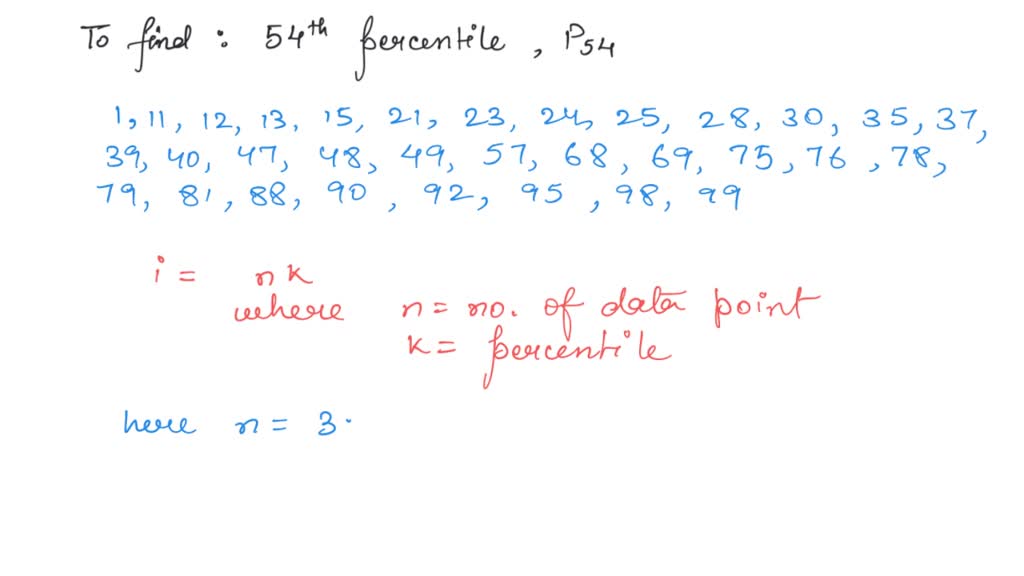 SOLVED: Find the 54th percentile; P54, from the following data P54