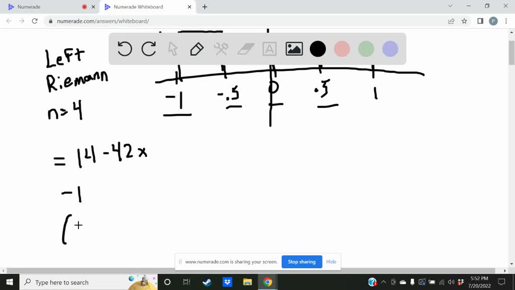 Solved Calculate The Left Riemann Sum For The Given Function Over The Given Interval Using The 4188
