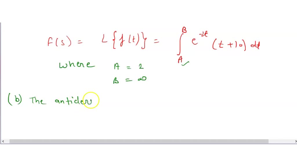 SOLVED: a. Set up an integral for finding the Laplace transform of the ...
