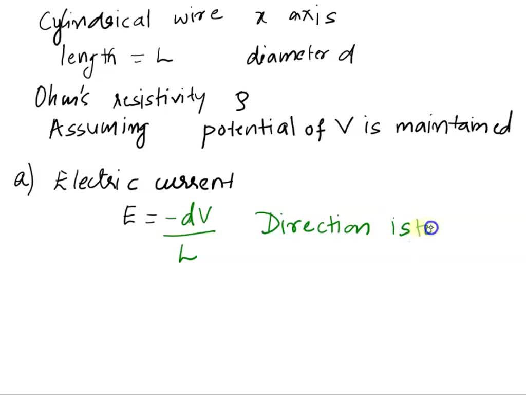 SOLVED: In a cylindrical wire with cross section A = 1 m^2, length x ...