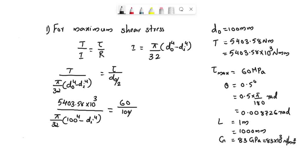 SOLVED: Determine the thickness of a hollow shaft having an outside ...