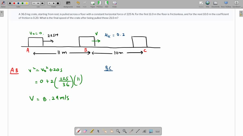 SOLVED: A 36.0-kg crate, starting from rest, is pulled across a floor with a constant horizontal ...