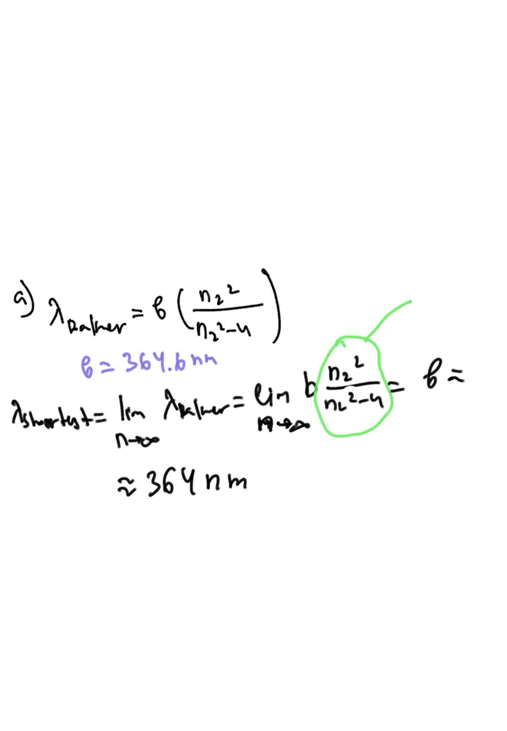 Solved A Calculate The Energy Of The Shortest Wavelength Photon