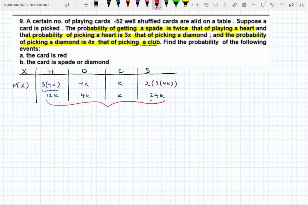 SOLVED: 9. A certain no. of playing cards 552 well shuffled cards are ...
