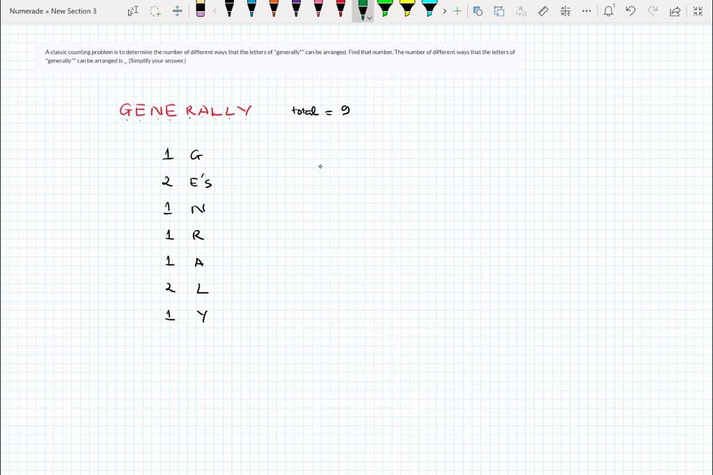 SOLVED: A classic counting problem is to determine the number of different ways that the letters ...