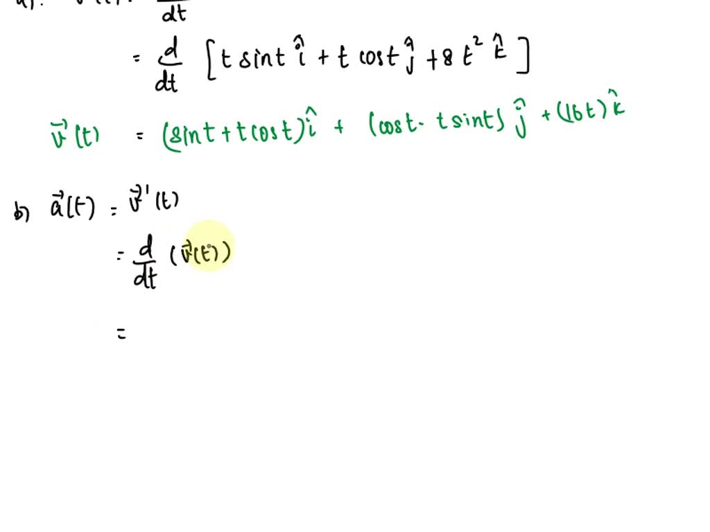 SOLVED: Suppose the position of a particle is r(t) = (e^t)i - (t^3)j + (sin(t))k. Using the ...