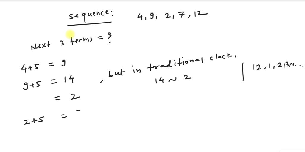 SOLVED: Use a traditional clock face to determine the next three terms ...
