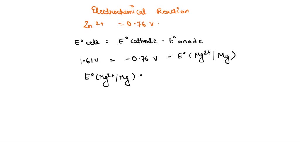 SOLVED: 7- Given the electrochemical reaction shown; if the standard ...