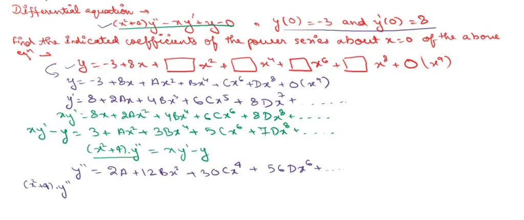 Solved Pointsfor The Differential Equation 2ry 28y 1 622y Compute The Recursion