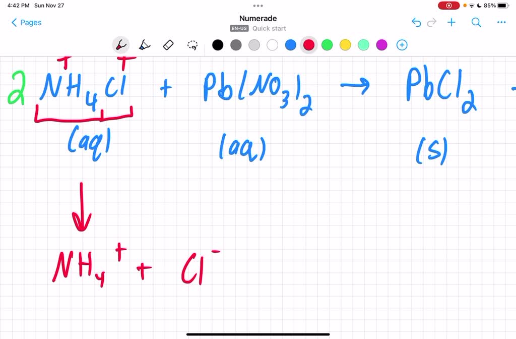 SOLVED: When a solution of ammonium chloride is added to a solution of lead(II) nitrate, Pb(NO3 ...