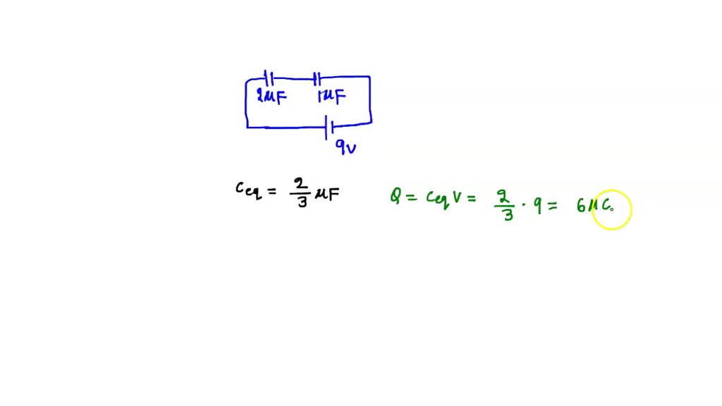 SOLVED: A 2 pF and a 1 AF capacitor are connected in series and a ...
