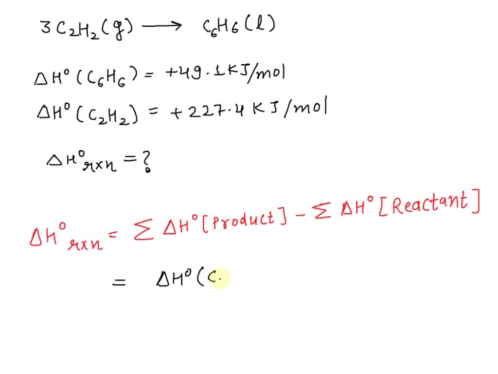 SOLVED: The standard enthalpy changes of formation for benzene and ...