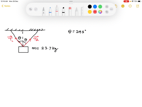 two identical strings making an angle of 273 with respect to the vertical support a block of ...