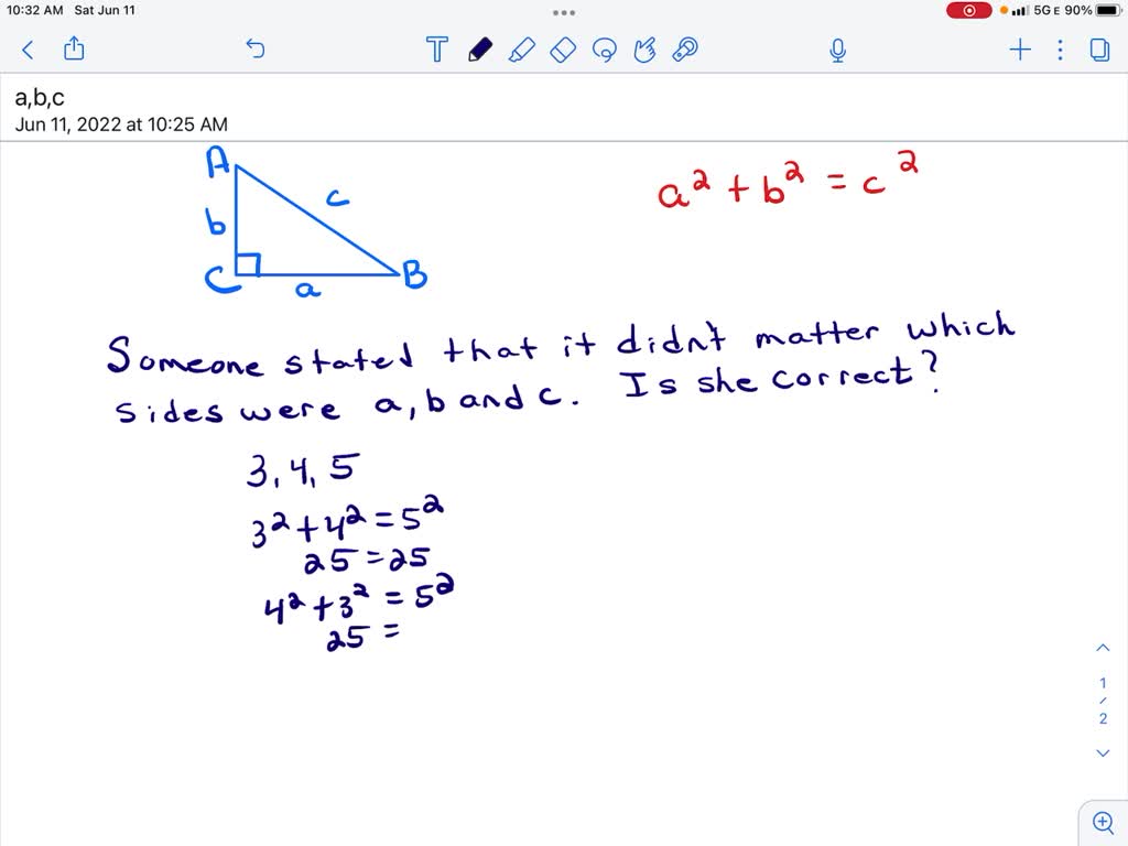 SOLVED: Summer looked at the formula for the Pythagorean Theorem, a^2 ...