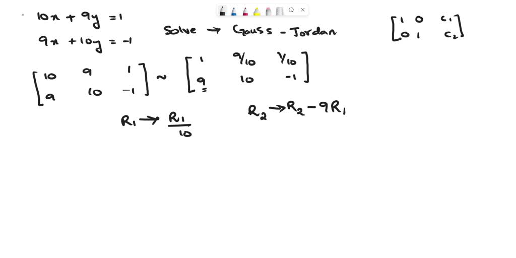 SOLVED: Use Gauss-Jordan row reduction to solve the given system of ...