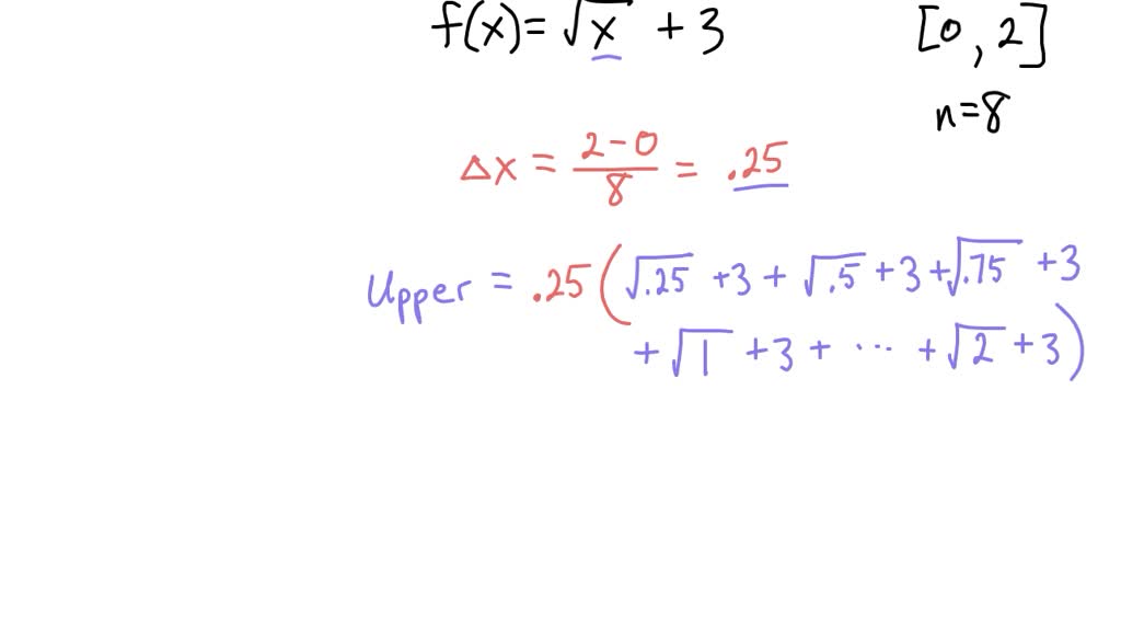 SOLVED: Use right hand Riemann Sum - with rectangles to approximate the ...