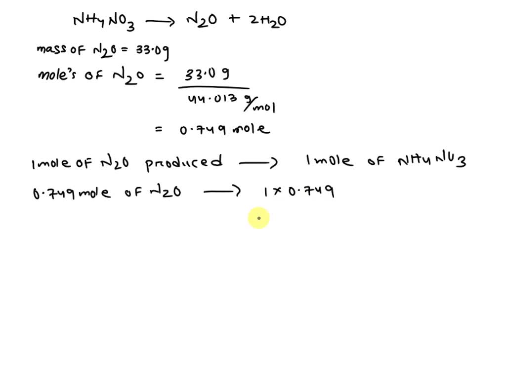 SOLVED: Given the following reaction: NH4NO3 → N2O + H2O How many grams of NH4NO3 are required ...