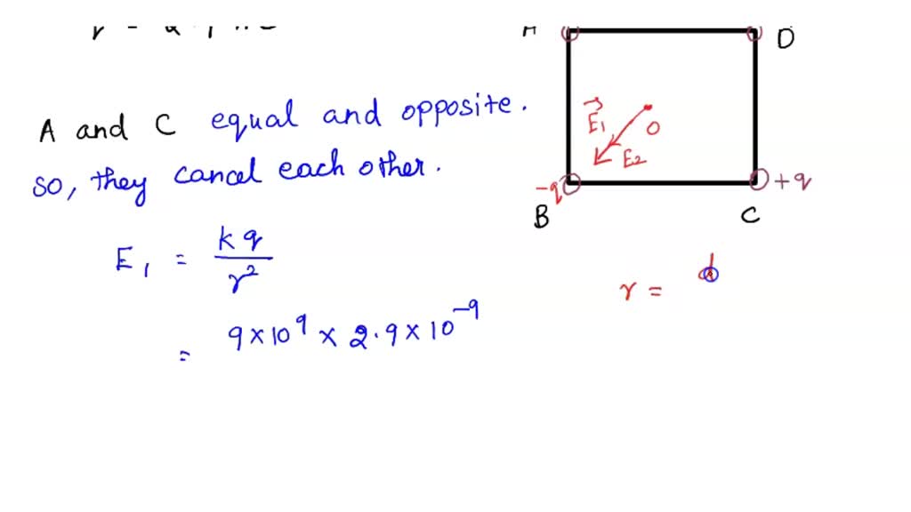 SOLVED: Four equal charges 4 µC are placed at the corners of a rectangle of sides 6 cm and 8 cm ...