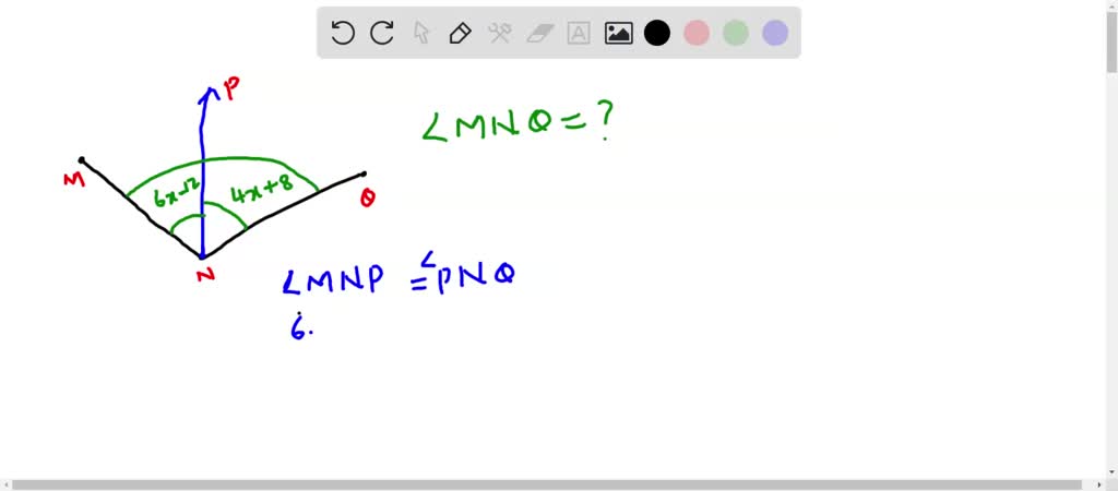 SOLVED: If NP bisects âˆ MNQ, mâˆ MNP = (6x-12)Â° and mâˆ IPNQ = (4x+8 ...