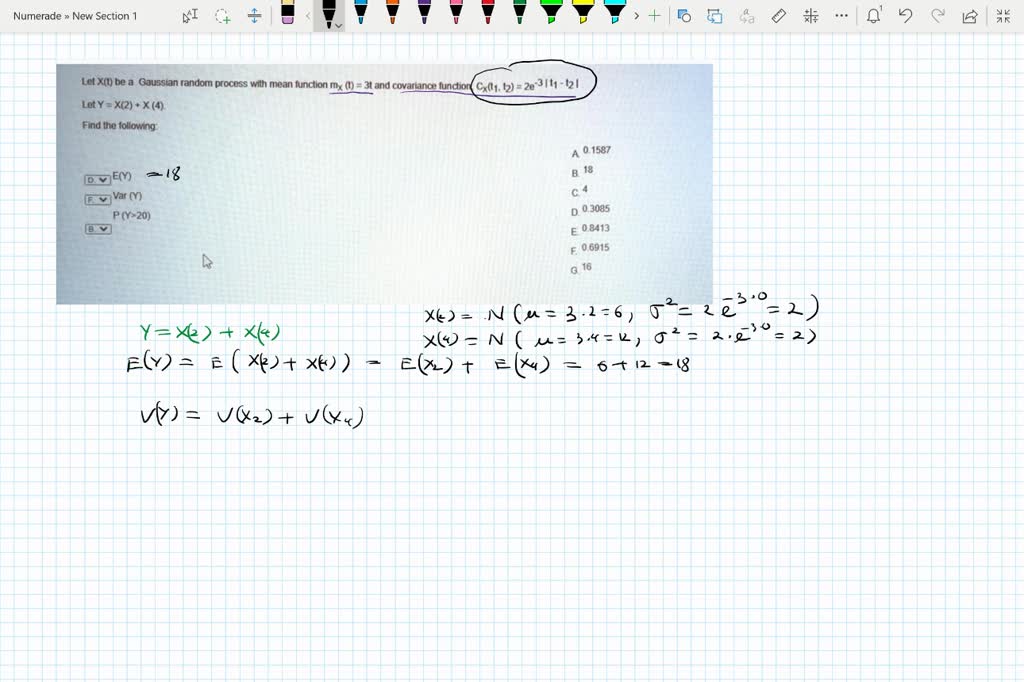SOLVED: a stationary gaussian process x(t) with zero mean and power spectral density S(ω)=η/2 ...