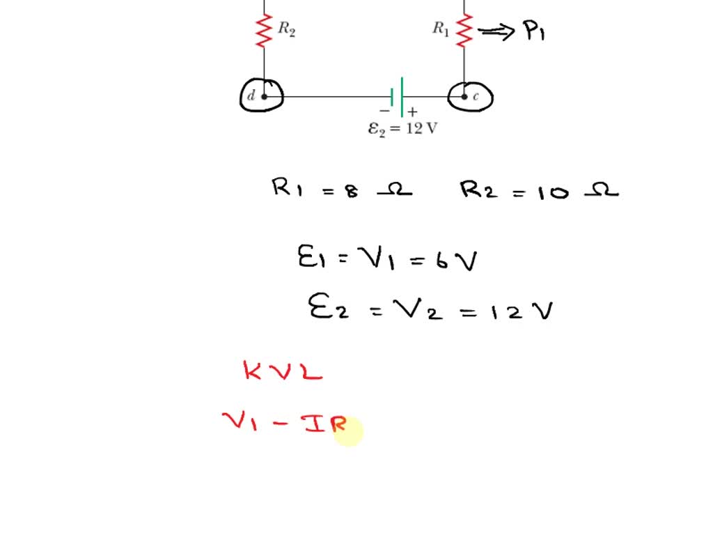 SOLVED: A single-loop circuit contains two resistors R1 =90,R2= 11Q and two batteries as shown ...