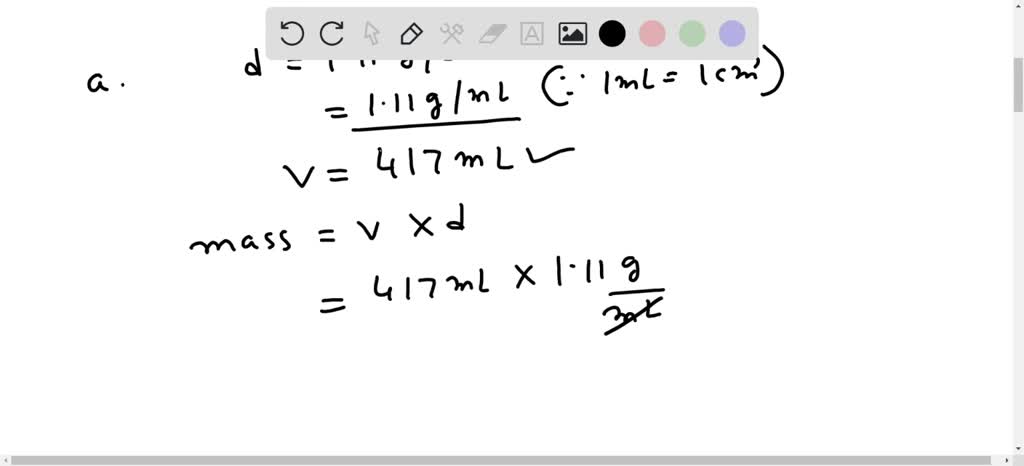 SOLVED: Ethylene glycol (antifreeze) has a density of 1.11 g/cmÂ³. a ...