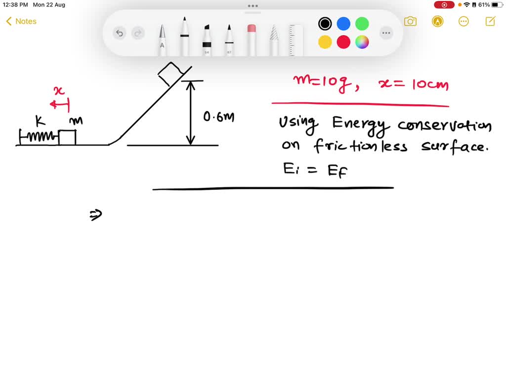 SOLVED: An ideal spring is compressed 10 cm on a horizontal surface ...