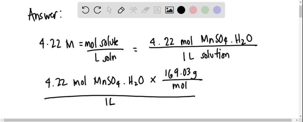 SOLVED: The solubility of MnSO4 monohydrate in water at 20 °C is 70.0 g ...
