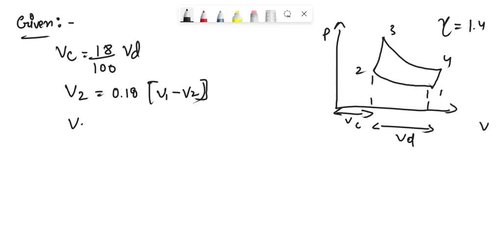SOLVED: In an air standard Otto cycle, the clearance volume is 18% of ...