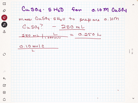 Approximately what mass of cuso4 5h2o 250 g mol 1 is...