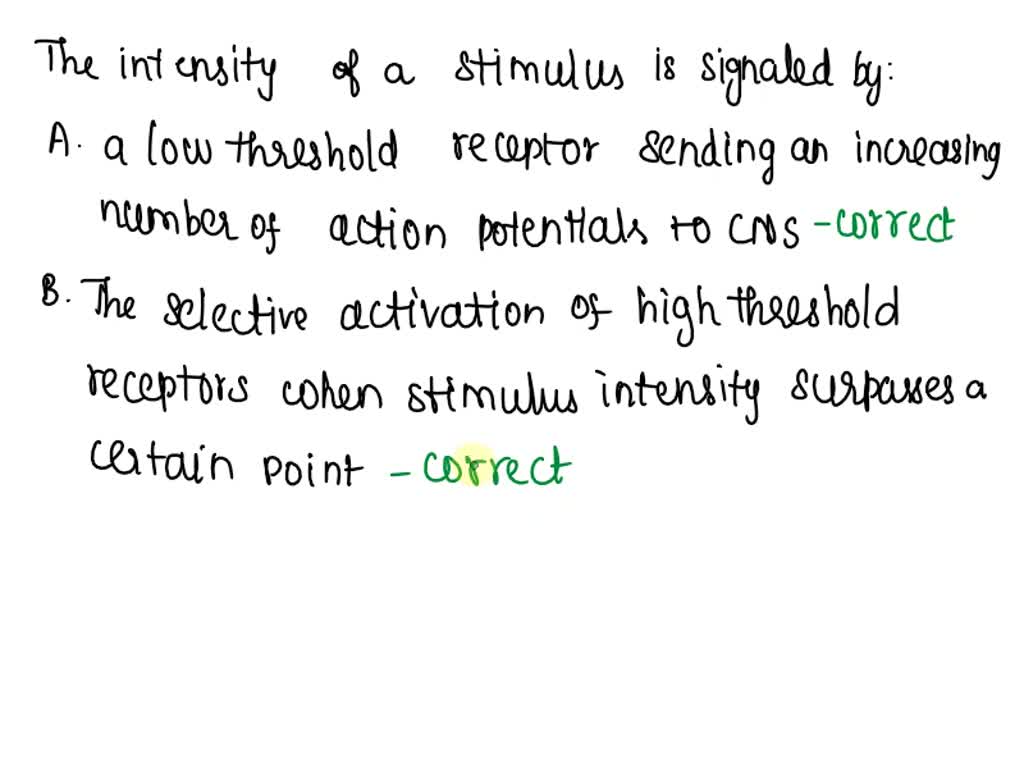 SOLVED: Stimulus intensity is encoded by sensory axons entering the ...
