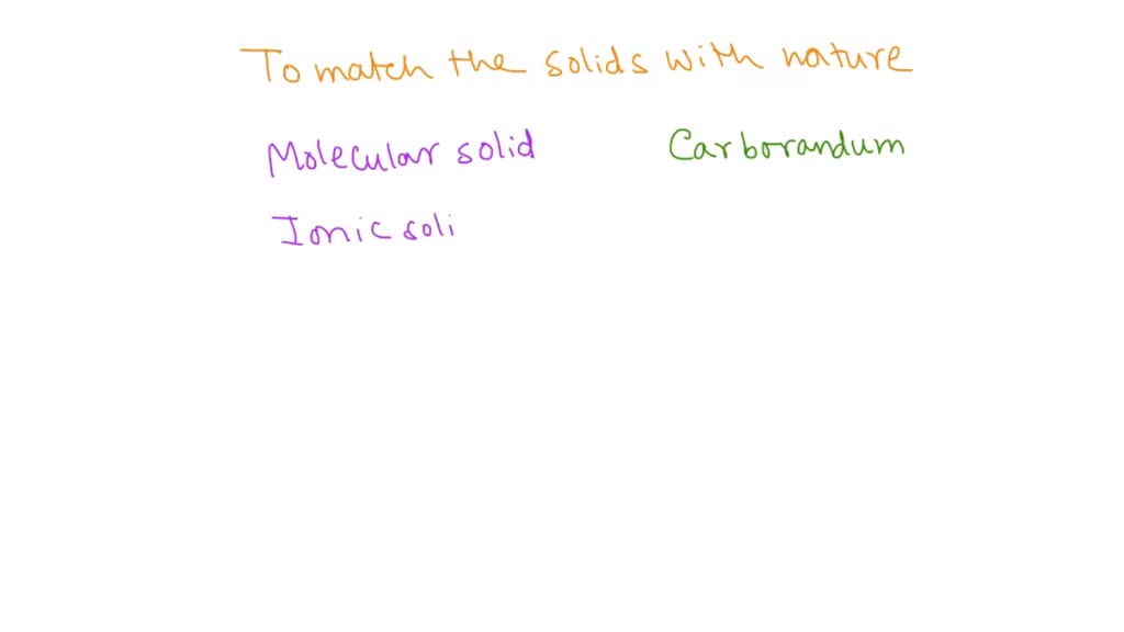 SOLVED: Text: Match each type of crystalline solid to the substance ... SOLVED: Text: Match each type of crystalline solid to the substance ...