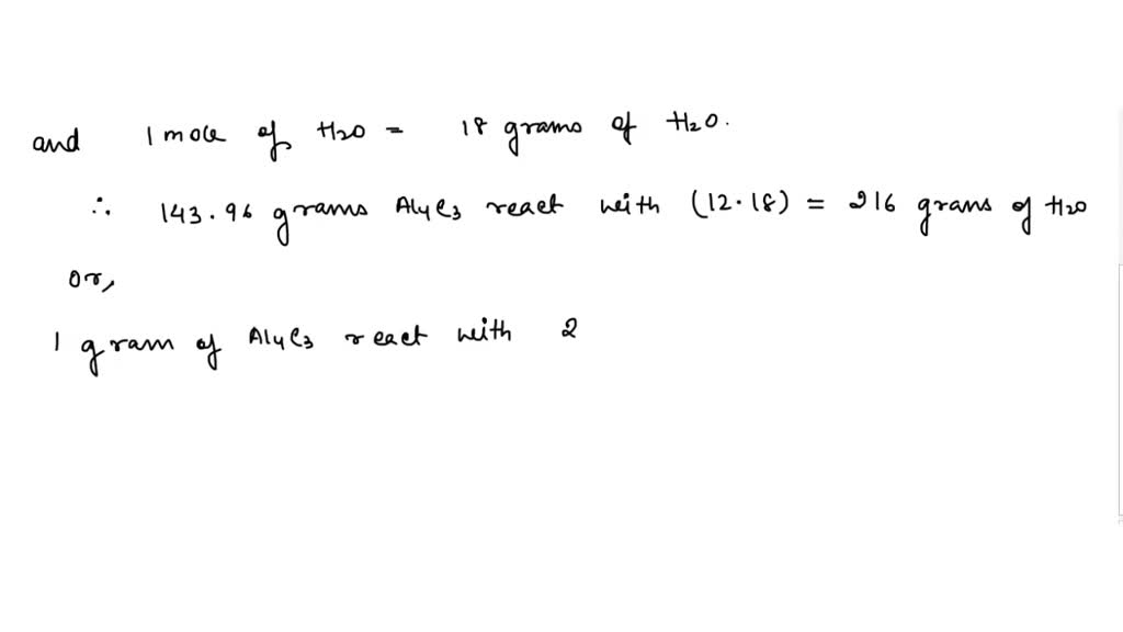 SOLVED: Consider the following unbalanced equation: Al4C3 + H2O â†’ 5 ...