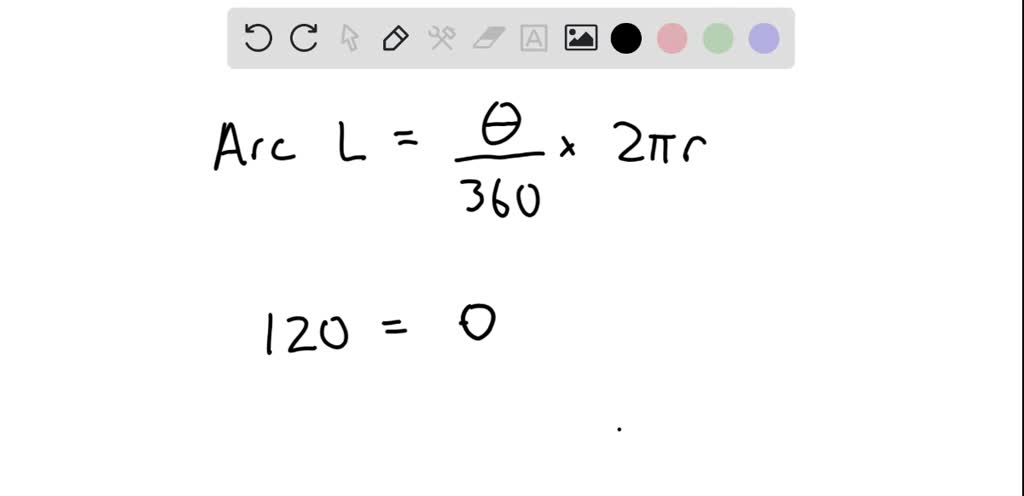 SOLVED: An arc of length 120 ft subtends a central angle 𝜃 in a circle ...