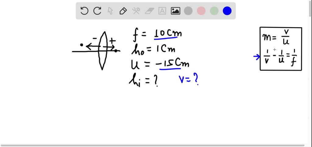 SOLVED: A 1.0-cm-tall object is 9.0 cm in front of a converging lens that has a 25 cm focal ...
