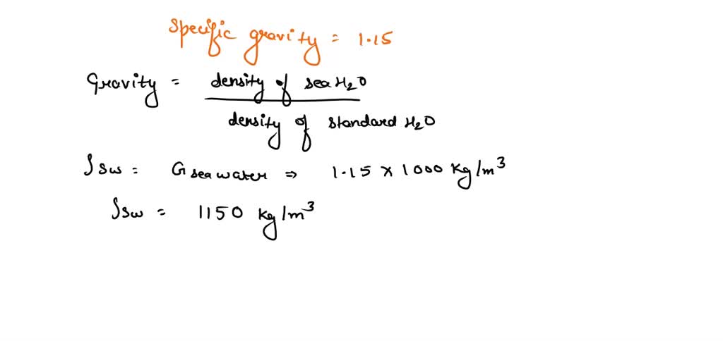 The average specific gravity of seawater is 1.15. What is the absolute ...