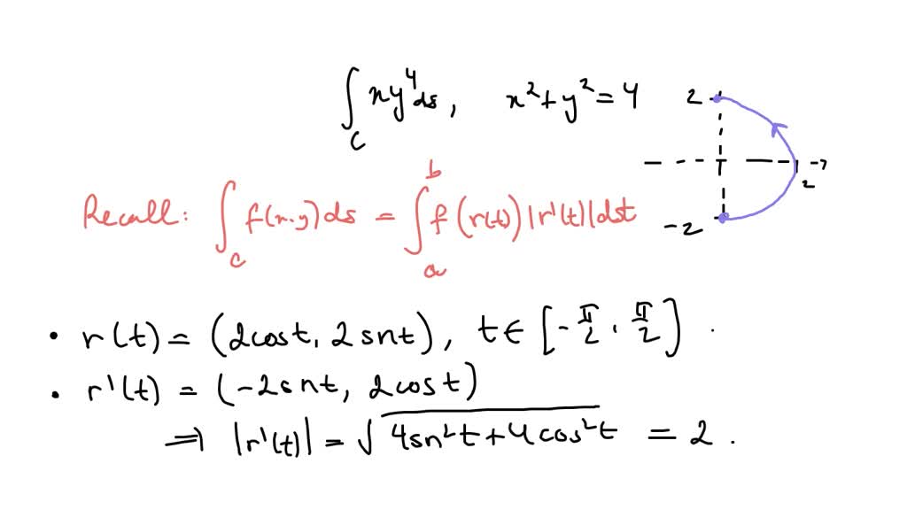SOLVED: Evaluate the line integral, where C is the given plane curve xy4 ds, C is the right half ...