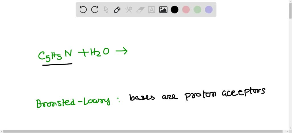 SOLVED: Complete this equation to show how pyridine, C5H5N, acts as a ...
