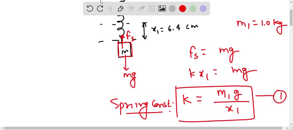 SOLVED: A spring scale hung from the ceiling stretches by 5.1 cm when a ...