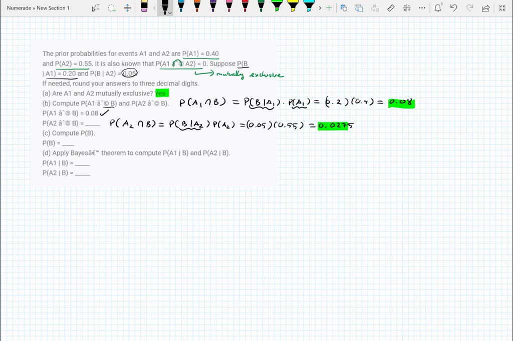 SOLVED The Prior Probabilities For Events A1 And A2 Are P A1 0 40 SOLVED The Prior Probabilities For Events A1 And A2 Are P A1 0 40