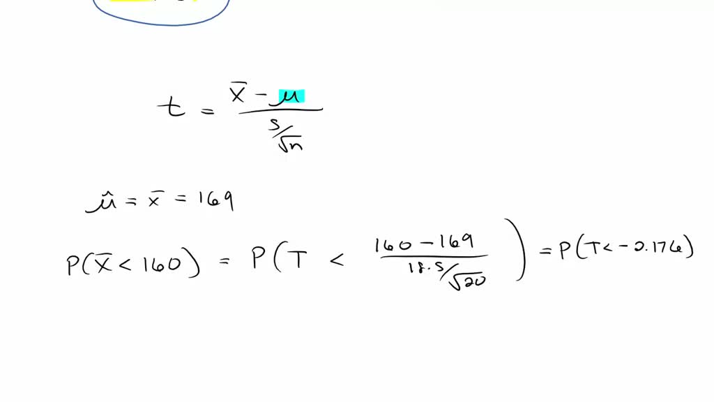 SOLVED: A sample of 20 students shows a mean height of 169 cm with a ...