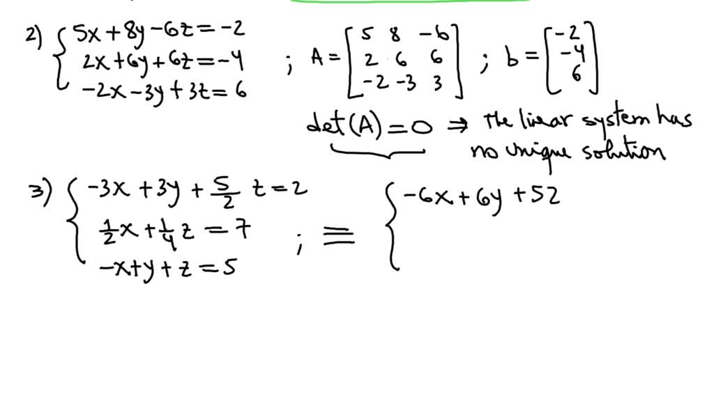Solved Determine If Each Of The Following System Of Linear Equations