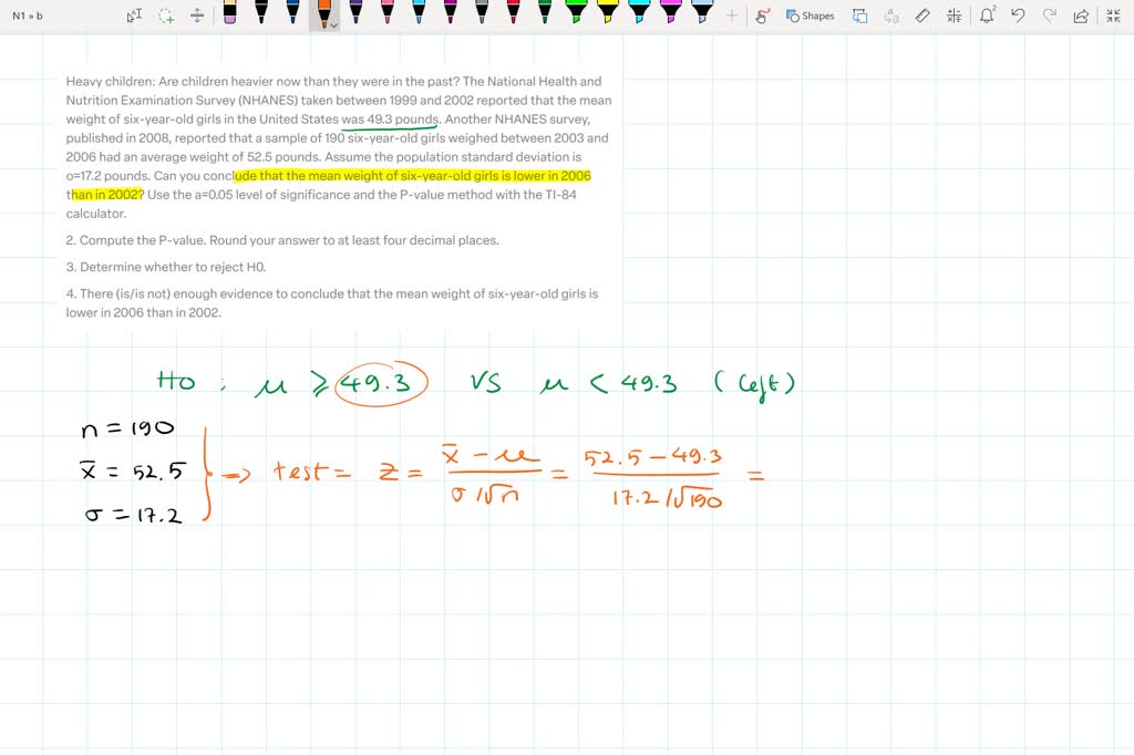 SOLVED: Heavy children: Are children heavier now than they were in the ...