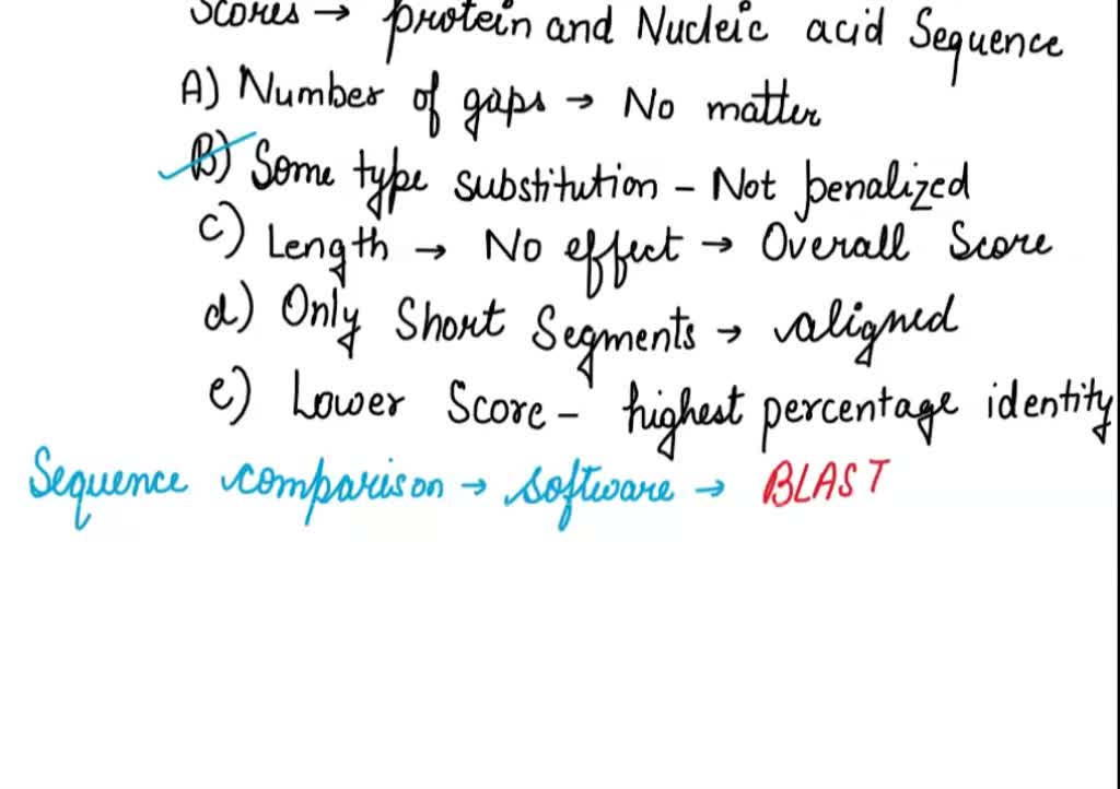 SOLVED: 7) The main difference between sequence alignment scores of protein sequences and ...