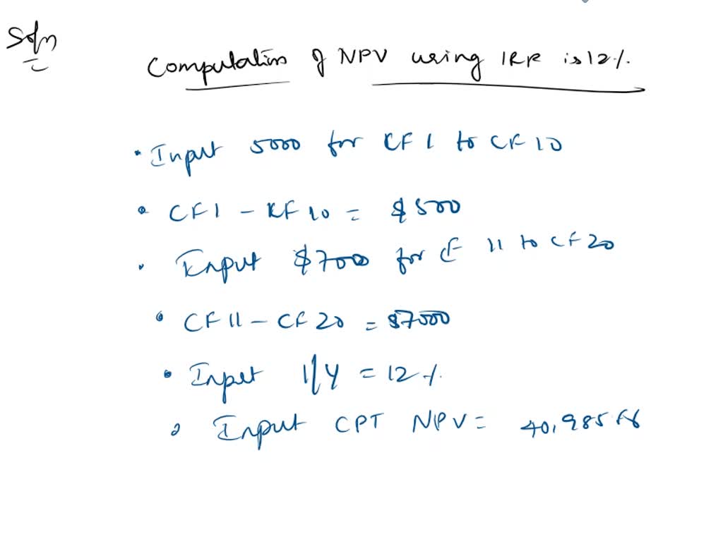 CFA Question - How to Solve for NPV of Unconventional Cash Flows using ...